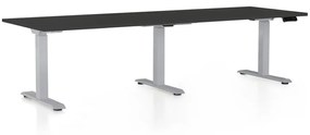 Výškově nastavitelný stůl OfficeTech Long, 240 x 80 cm, šedá podnož, černá