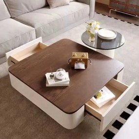 LuxuryForm DESIGN Konferenční stolek MODENA 80 × 80 cm - hnědý, béžový (set)