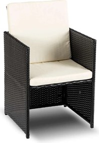 Zahradní sestava Trenus - 4 židle + 4 bobky, černá / krémová