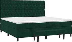 Box spring postel s matrací tmavě zelená 200x200 cm samet 3138046