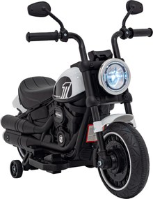 Ramiz Elektrická motorka Chopper FASTER pro děti bílá + FM rádio + audio panel + LED