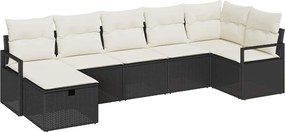 Set pohovek 7 ks Černá a krémová polyratan 3359196