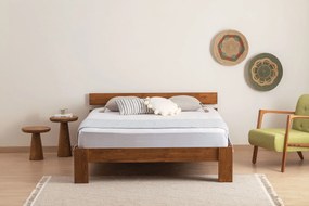 Přírodní dřevěná postel v dekoru ořechu MSM Berlin, 100x200