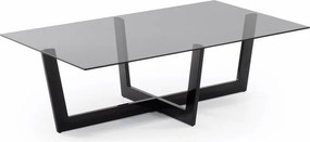 Černý konferenční stolek se skleněnou deskou 70x120 cm Plam – Kave Home