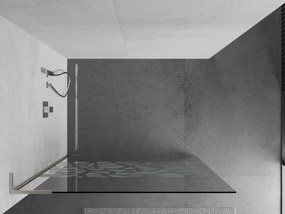 Mexen Kioto L, sprchová zástěna Walk-In 110 x 200 cm, 8mm čiré sklo bílý vzor, ​​broušená ocel profil, 800-110-103-97-85