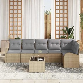 Sada zahradních pohovek 7 ks Beige a světle šedá polyratan 3354739