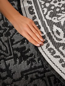 NORTHRUGS, Kusový koberec Duet Kona 106248 Black/White kruh - na ven i na doma, 160x160 (průměr) kruh, černobílá, chodba / předsíň