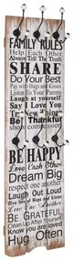 Nástěnný věšák na kabáty FAMILY RULES s 6 háčky 120 x 40 cm 245854