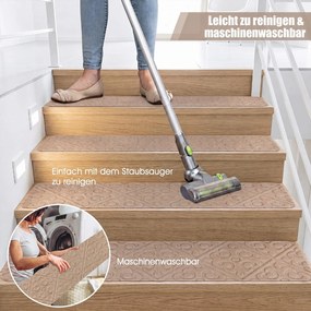 Costway 15 Koberce na schody Protiskluzové koberce na schody 76 cm x 20 – béžový