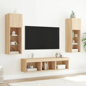 5dílná obývací stěna s LED dub sonoma kompozitní dřevo 3216599