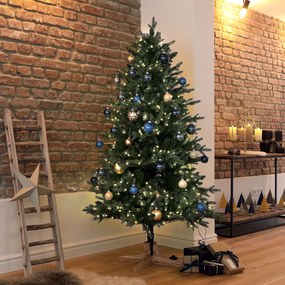Luxusní vánoční 3D stromek QVC / jedle / 90 cm / 200 LED Deluxe / teplá bílá / třpytivý efekt / zelená