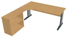 Sestava stolu a skříně pravá 180 cm - Hobis Cross CE 1800 H P Dekor stolové desky: buk, Dekor lamino podnože: buk, Barva nohou: černá