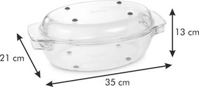 TESCOMA Oválný pekáč s poklopem GrandCHEF 35 x 21 cm, skleněný