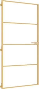 vidaXL Interiérové dveře úzké zlaté 102,5x201,5 cm tvrzené sklo hliník [155139] Barva: Černá a průhledná a matná