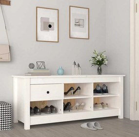 vidaXL Botník 110 x 38 x 45,5 cm masivní borovice [814594] Barva: Bílá