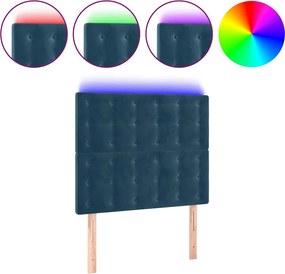 Čelo postele s LED tmavě modré 90x5x118/128 cm samet 3122898