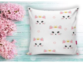 Dětský povlak na polštář 43x43 cm White Pink Cat – Mila Home