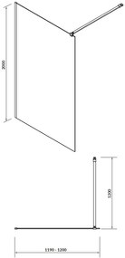 Cersanit Mille, sprchová zástěna typu Walk-In 120x200 cm, 8mm čiré sklo, chromový profil, S161-002