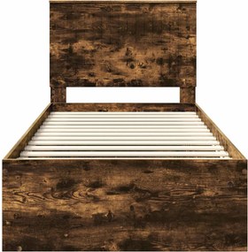 Rám postele s čelo Kouřový dub 90 x 190 cm Masivní borové dřevo 3411068