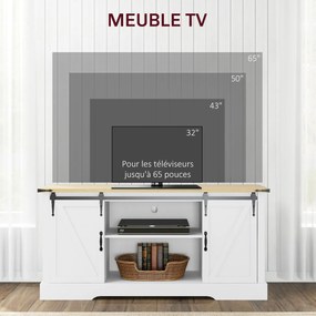 HOMCOM Příborník, úložný kabinet s 2 posuvnými dveřmi a nastavitelnými policemi, 150 x 40 x 72 cm, dřevo, bílý dub | Aosom