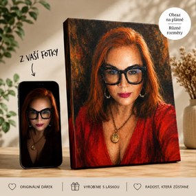 Foto obraz z vlastní fotky na plátno – Dramatický studiový portrét Rozměry obrazu: 40 x 50 cm