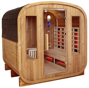 BPS-koupelny Zahradní kombinovaná sudová sauna 2v1  - Infrasauna + finská sauna 180x200, 4-6 osob