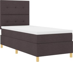 Postel s boxspringem s čelo Tmavě hnědá 100 x 200 cm textil 3339598