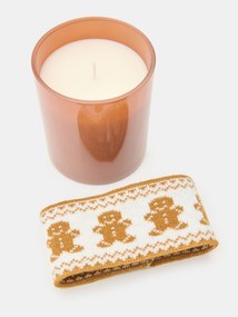 Sinsay - Vánoční vonná svíčka s návlekem se zázvorkovými panáčky Gingerbread Cookies - béžová