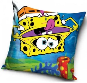 CARBOTEX - Dětský polštář Spongebob vzhůru nohama / 40 x 40 cm