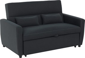 HOMCOM Rozkládací pohovka 2místná s funkcí spánku nastavitelný úhel látková pohovka černá 148 x 82 x 89 cm do obývacího pokoje | Aosom.de
