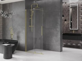 Mexen Velar, posuvné dveře do otvoru typ Walk-In 85 cm, 8mm čiré sklo, zlatá matná, 871-085-000-03-55