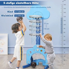 Costway 3 v 1 Dětské hřiště s výškově nastavitelným basketbalovým