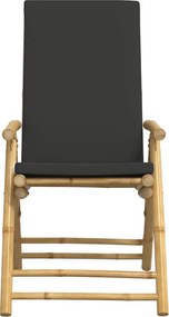 3dílný skládací bistro set s tmavě šedými poduškami bambus 3208938