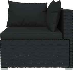 vidaXL 5dílná zahradní sedací souprava s poduškami polyratan [3102176] Barva: Černá