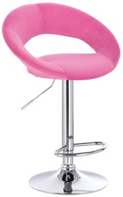 LuxuryForm Barová židle NAPOLI  VELUR na stříbrném talíři - růžová