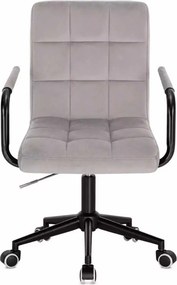 LuxuryForm DESIGN Otočná židle VERONA BLACK VELUR na černé podstavě s kolečky - světle šedá