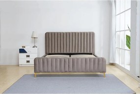 Čalouněná postel KAISA 140x200, šedohnědá Velvet / zlatý chrom Kondela 0000264348