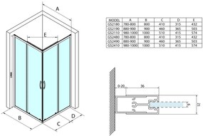 Gelco SIGMA SIMPLY sprchové dveře posuvné pro rohový vstup 800 mm, čiré sklo - GS2180