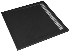 CERANO - Sprchová vanička čtvercová Docia - sifon + nerezový kryt - černá matná - 80x80 cm
