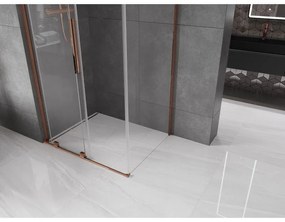 Mexen Velar L, sprchový kout s posuvnými dveřmi 100 x 110 cm, 8mm čiré sklo, růžové zlato, 871-100-110-03-60