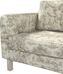 Potah na křeslo IKEA Karlstad, krátký barva hnědá látka vzorované