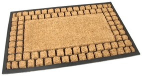 Kokosová čistící venkovní vstupní rohož Rectangle - Squares, FLOMAT - délka 45 cm, šířka 75 cm a výška 2,2 cm