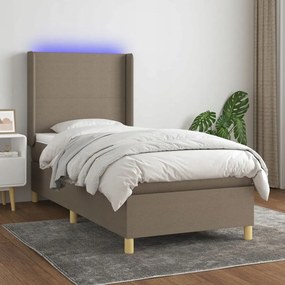 Box Spring Postel S Matrací A Led Textil Taupe Hladký design 80 x 200 cm