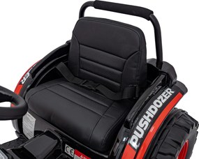 Ramiz Dětský bagr-traktor na baterie červený + pohyblivé rameno s lžící + dálkové ovládání + pomalý start + FM rádio + LED