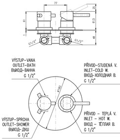 Slezák - RAV Vanová/sprchová baterie 2-cestná s podomítkovým tělesem SEINA - , Zlatá lesk
