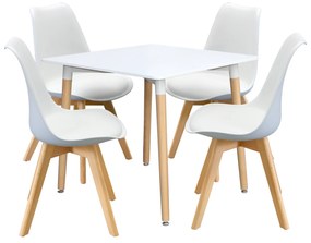 Jídelní stůl 80x80 QUATRO bílý + 4 židle QUATRO bílé