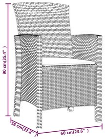 Zahradní židle 2 ks s poduškami PP ratan grafitové,  318229