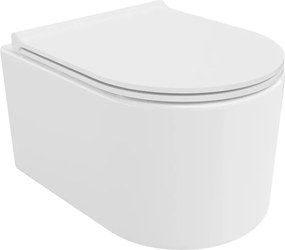 Mexen Sofia, závěsná WC mísa 490x360x355 mm, Rimless Tornádo + WC sedátko z duroplastu, bílá lesklá, 30540500T