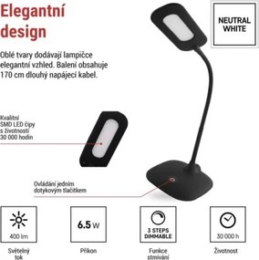 LED stolní lampa STELLA černá EMOS Z7602B