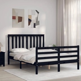 vidaXL Rám postele s čelem 120 x 200 cm masivní dřevo [3194241] Barva: Černá